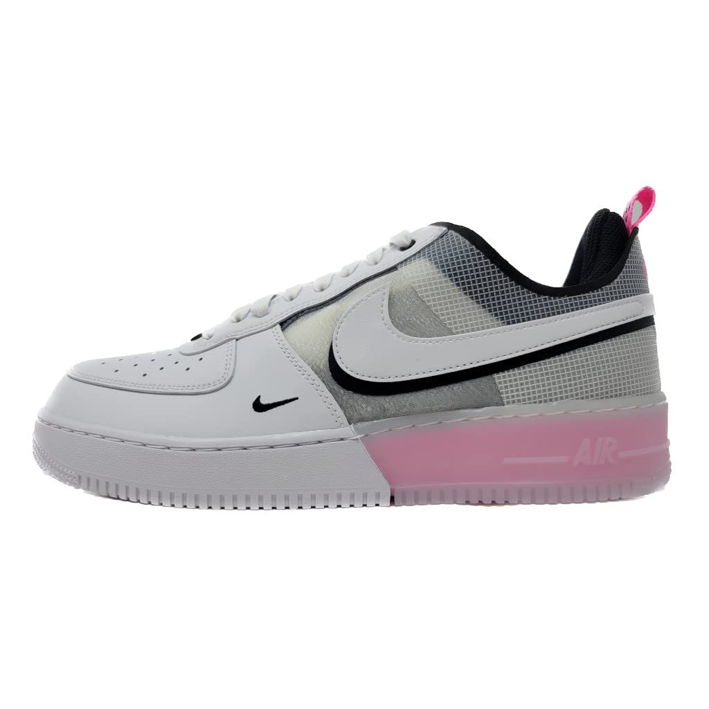 Nike Air Force 1 React Mens, White/White-Black-Pink Spell, 11 M US