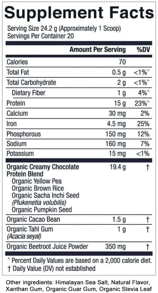 Essential Elements Organic Pea Protein Powder - Creamy Chocolate | Low-carb Plant-Based Vegan Blend - Keto-Friendly and Gluten-Free | 20 Servings, 17 oz