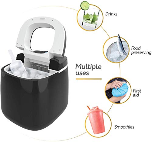 Gladwell, Countertop Ice Maker Machine, Portable Bullet Ice Cube Makers, Makes 50 pounds of Ice Cubes Small and Regular, Low Noise No Plumbing Easy to Clean Mini Machines, Jet Black