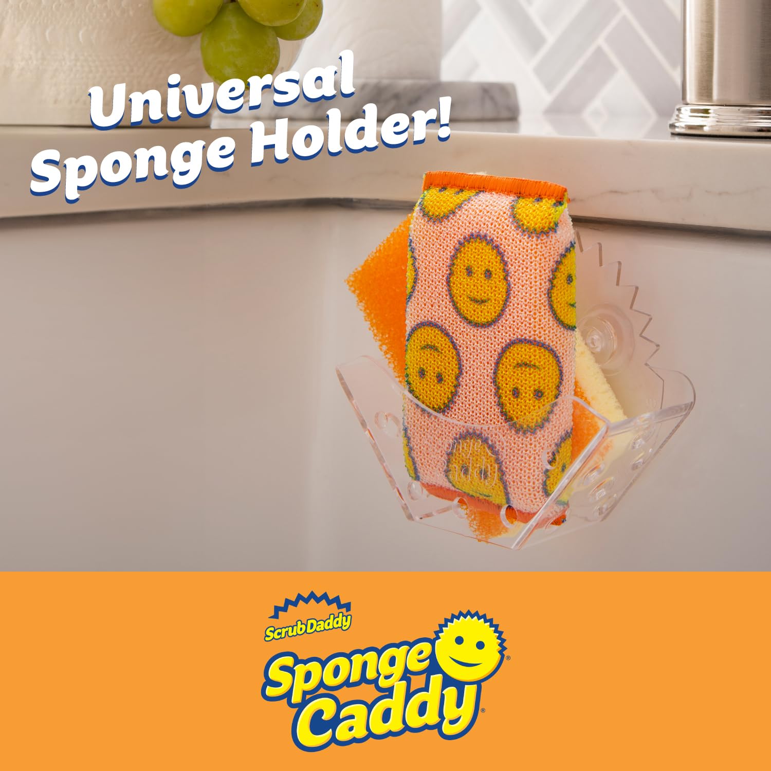 Scrub Daddy Sponge Holder - Sponge Caddy for Kitchen Organization - Self Draining, Dishwasher Safe & Universal Suction Sponge Holder for Sponges and Scrubbers (1 Count)