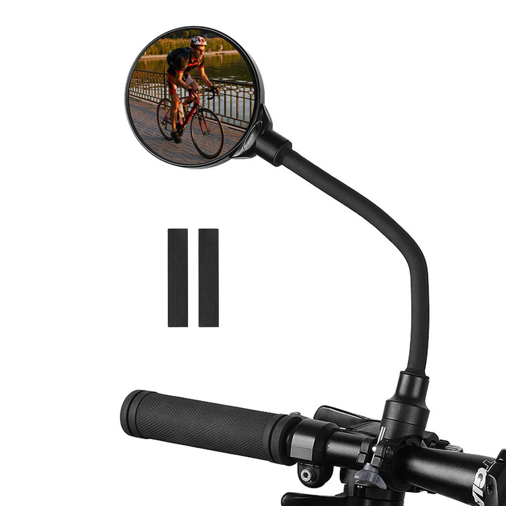 Feluz Bike Mirror, Handlebar Mount Rear View Mirror 360°Adjustable Rotatable, Wide Angle Acrylic Convex Mirrors Glasses for Mountain Road Bike, Cycling Accessories