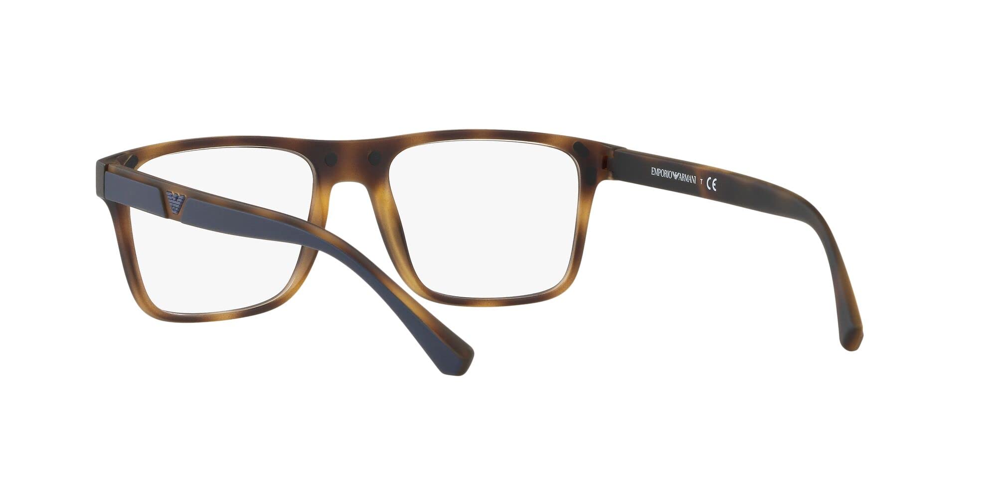 Emporio Armani Men's EA4115 Prescription Eyewear Frames with Two Interchangeable Sun Clip-Ons Rectangular, Matte Havana/Clear/Brown Gradient/Blue Mirrored, 54 mm