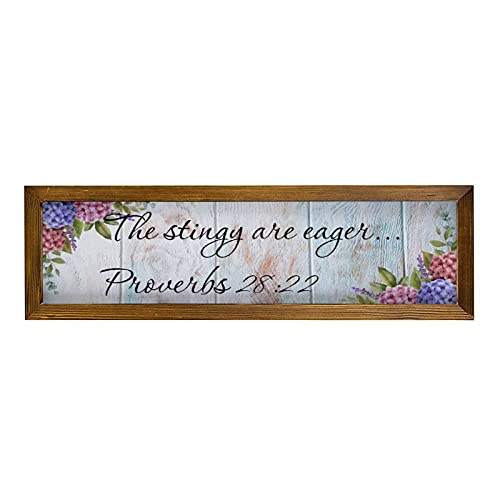 Rustic Wooden Wall Sign Decor with Quotes Proverbs 28:22 12839 The Stingy Are Eager. Proverbs 28:22 white-C-10 Inspirational Hanging Art 15x50cm Modern Farmhouse Gift