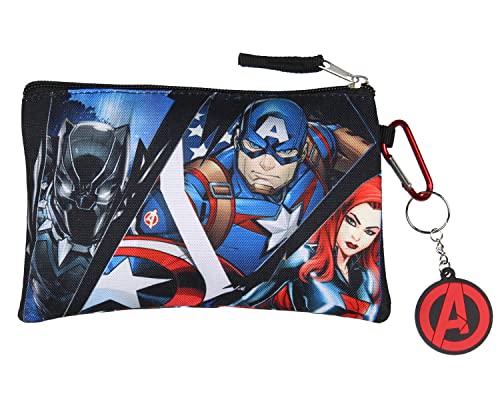 Marvel Avengers 5 Pc Kids Backpack Set Lunch Box Key Chain Pencil Case Carabiner For Travel School