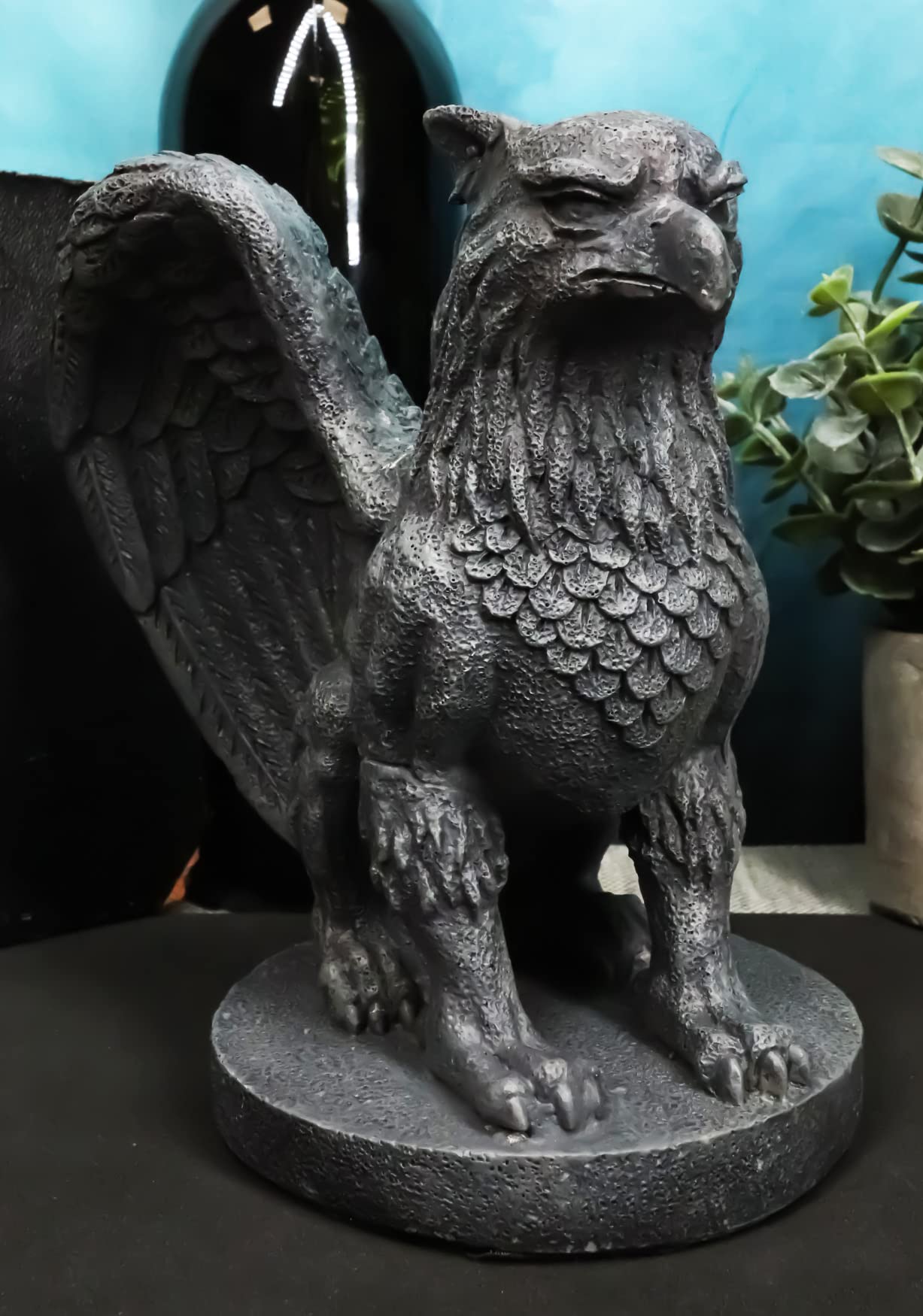 Ebros Gift Mythical Winged Griffon Griffin Eagle Lion Gargoyle Statue Faux Stone Resin Home Decor Figurine 6.75" Tall Gothic Sculptures Statues and Figurines Might and Magic Heroes and Royalty Symbol
