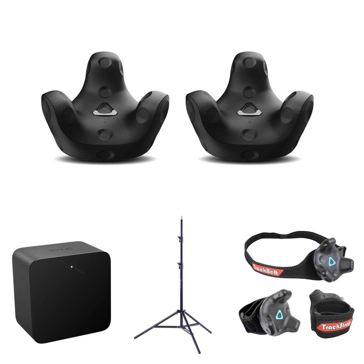 HTC 3 Pack VIVE Tracker (3.0) Bundle with, Base Station 1.0, Rebuff Reality TrackBelt + 2 TrackStraps Full Body Tracking VR Bundle, Light Stand
