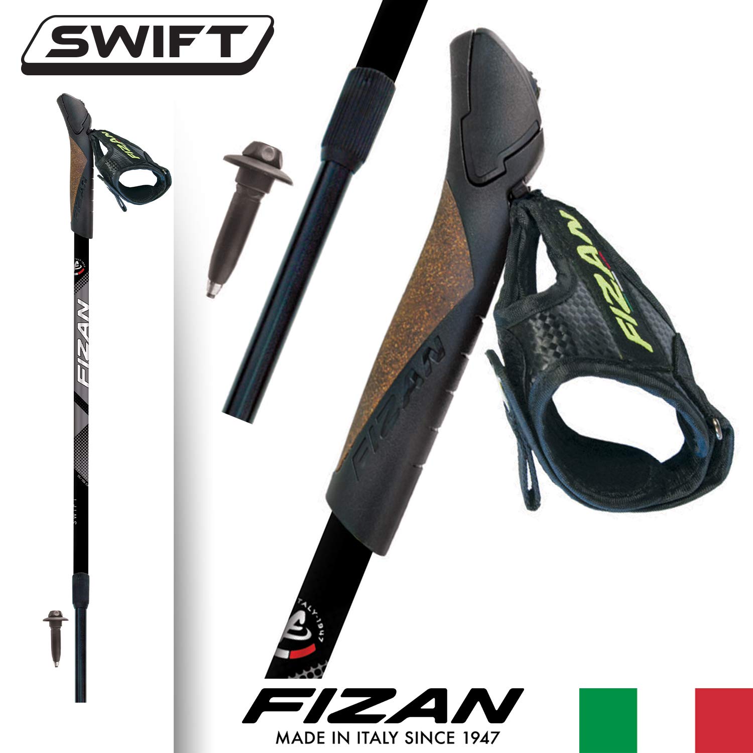 Fizan Model Speed, Swift Ultralight Adjustable Aluminium Nordic Walking Poles, Blue, Adult Unisex, One Size (Blue)