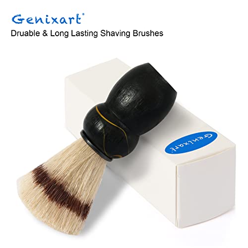 Genixart Shaving Brush, Selected Horse Tail Hair Shave Brush, High End Shaving Brushes for Men with Black Solid Wood Handle (1 pack)
