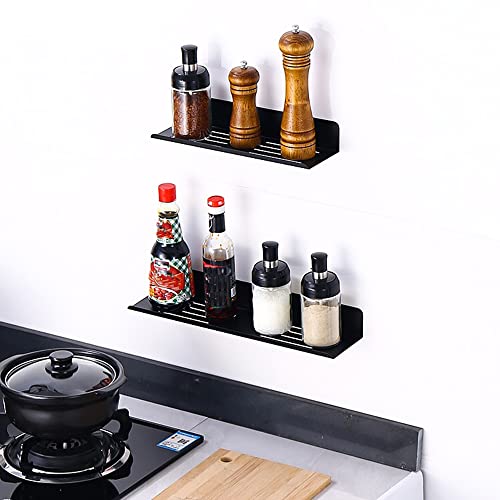 SDlemeiy Floating Shelves Wall Mounted Bathroom Shelf,Wall Mounted Hanging Shelves,Metal Display Wall Shelf,Wall Mounted,Carbon Steel Material (Black, 15.9inch)