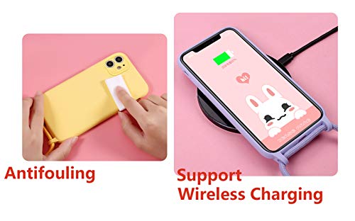 UnnFiko Silicone iPhone Case with Phone Lanyard, Long Crossbody Strap, Universal Lanyard Neck Strap Protective Case Cover (Navy Blue, iPhone 13 Pro)