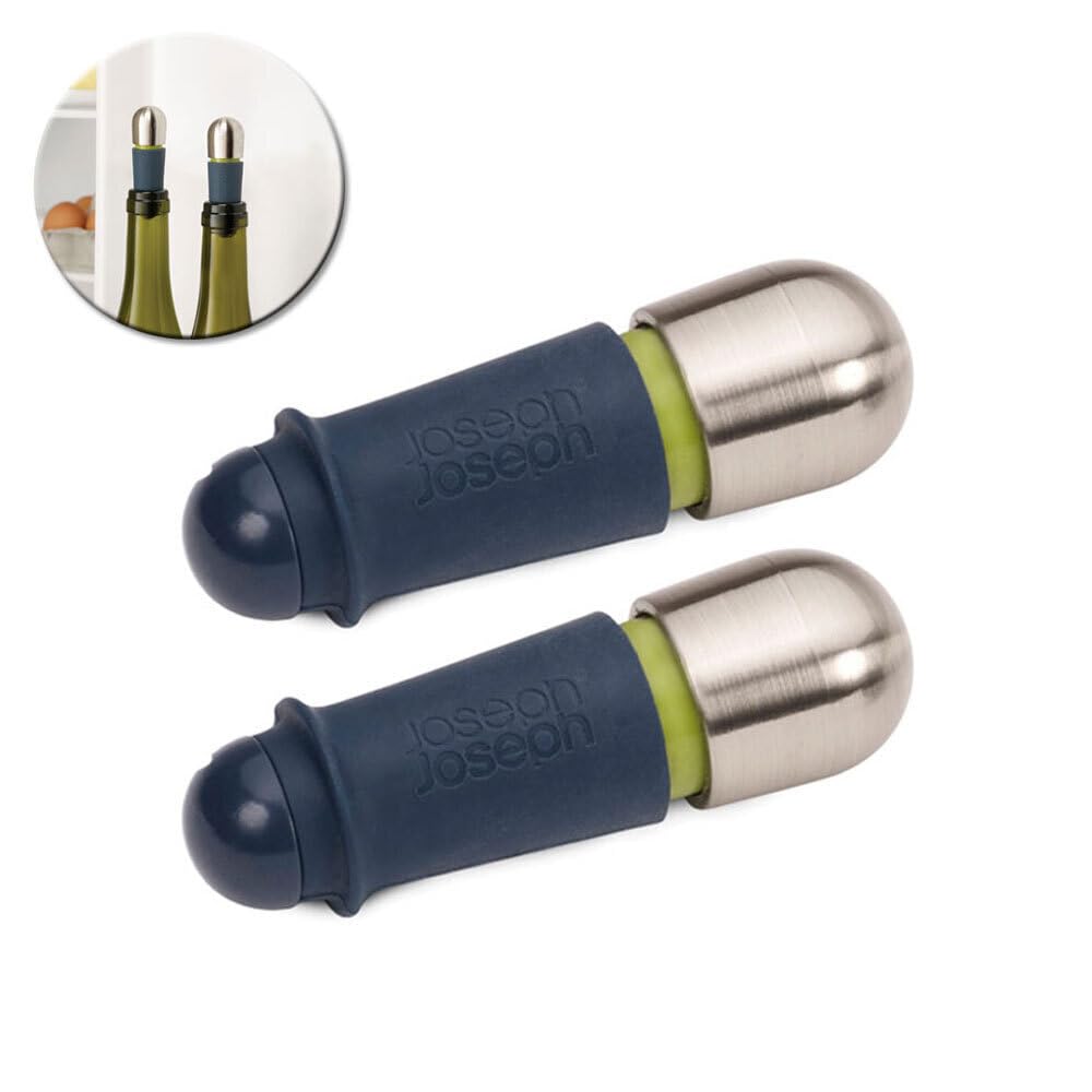Joseph Joseph BarWise Twist-Lock Wine Stoppers, 2-Piece, Blue