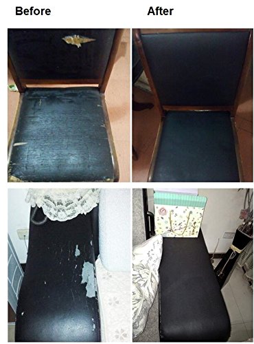 Self Adhesive Leather PU Fabric Repairing Patches for Sofa, for Car Seats, for Clothing (Width 19.6" x Length 53.9") (Black) Folded Packed