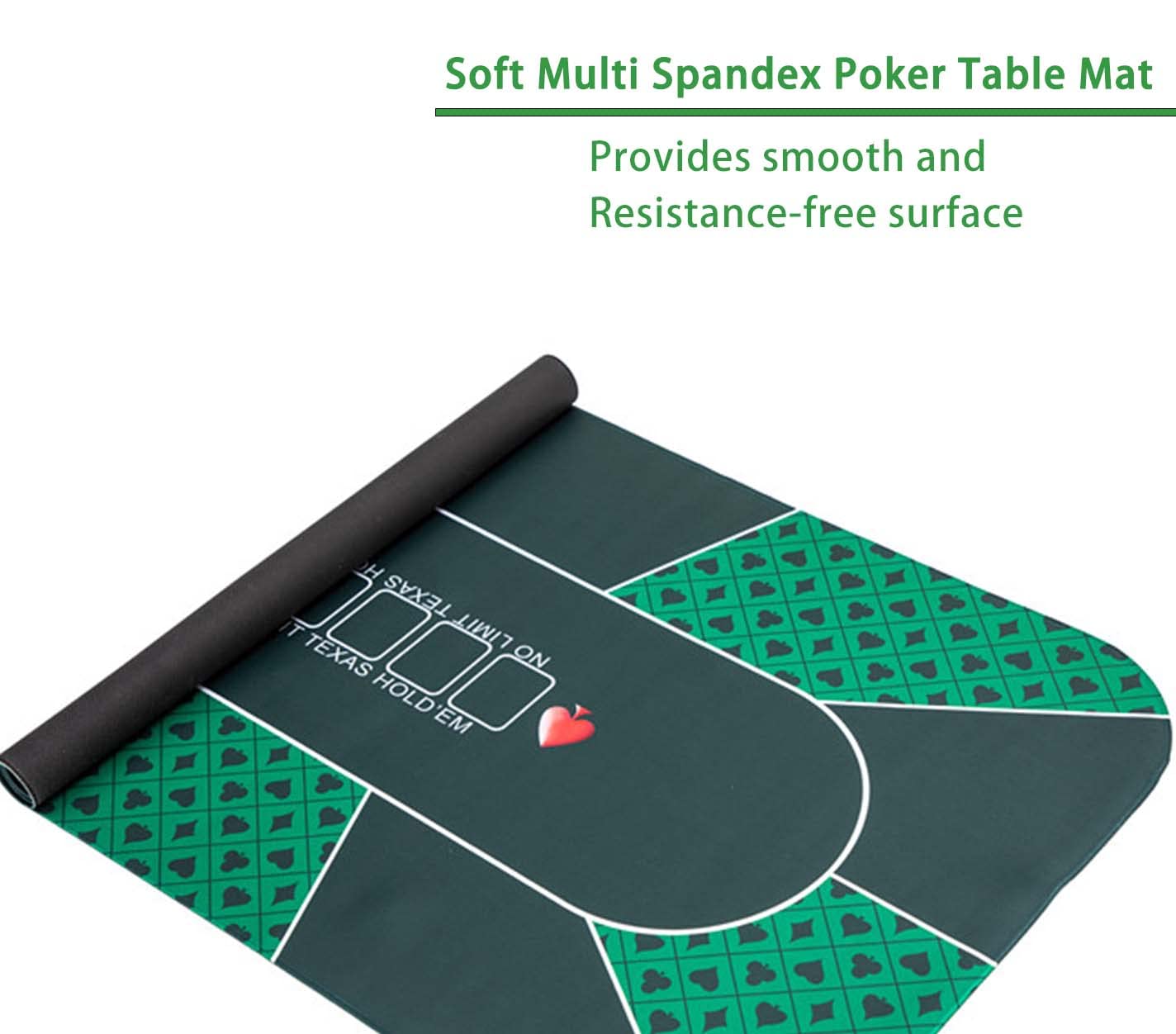 Harfirbe 47 x 24inch Professional Poker Mat, Portable Rubber Waterproof Poker Table Cover 8 Player Layout with Carry Bag for Any Table Game Like Poker Blackjack (Dark Green)
