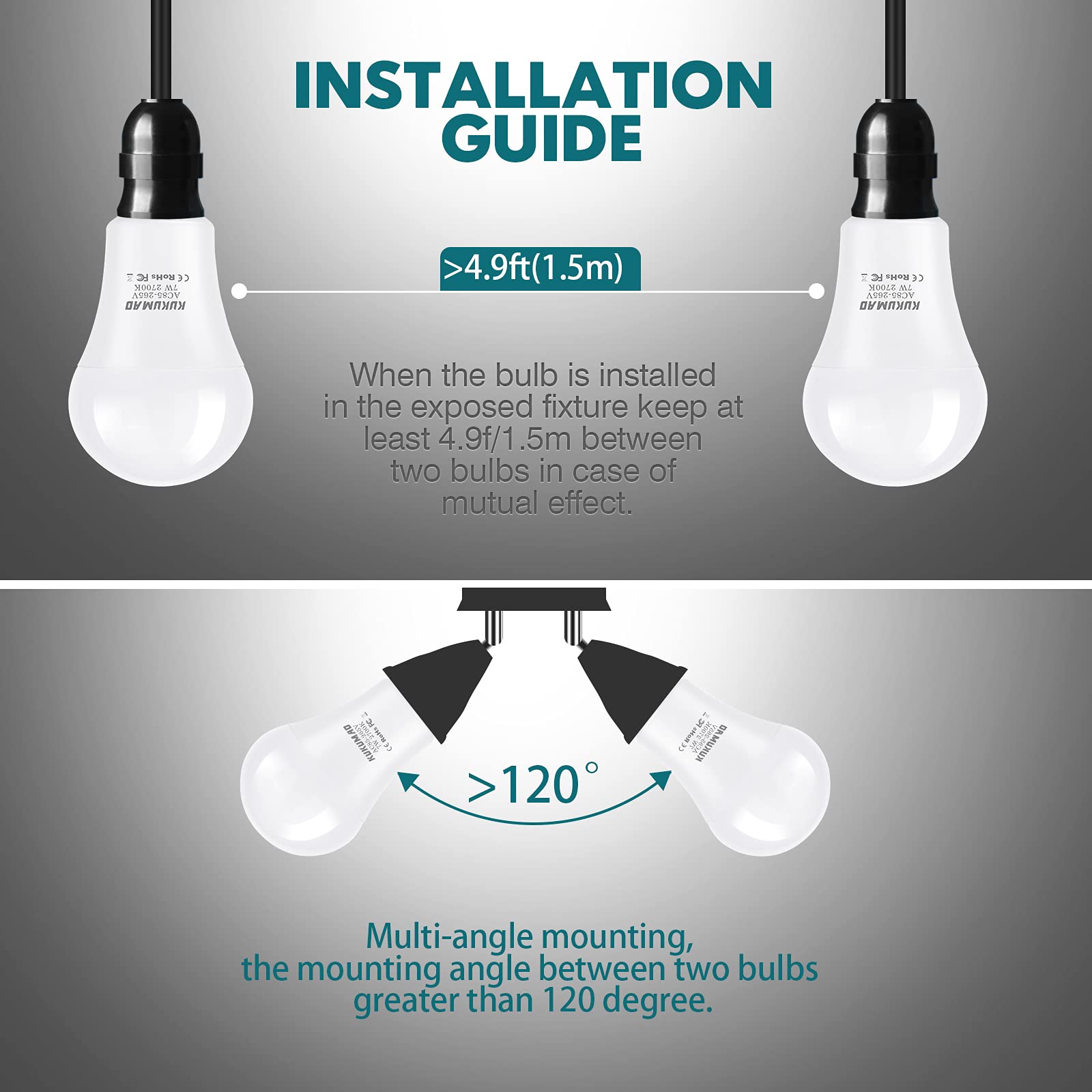 Dusk to Dawn Lights Bulb Sensor Light Bulbs Smart Lighting Lamp 7W (60 Watt) 700lm A19 Automatic On/Off, Indoor/Outdoor E26 LED Bulb Light for Yard Porch Patio Garage Garden (Warm White 2 Pack)