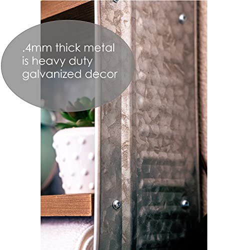 Galvanized Wash Tub with Shelves | Rustic Bathroom Décor | Farmhouse Rustic Bathroom Shelves | Bathroom Tub of Towels | Metal Wash Tub Cubby | Galvanized Shelf Wall