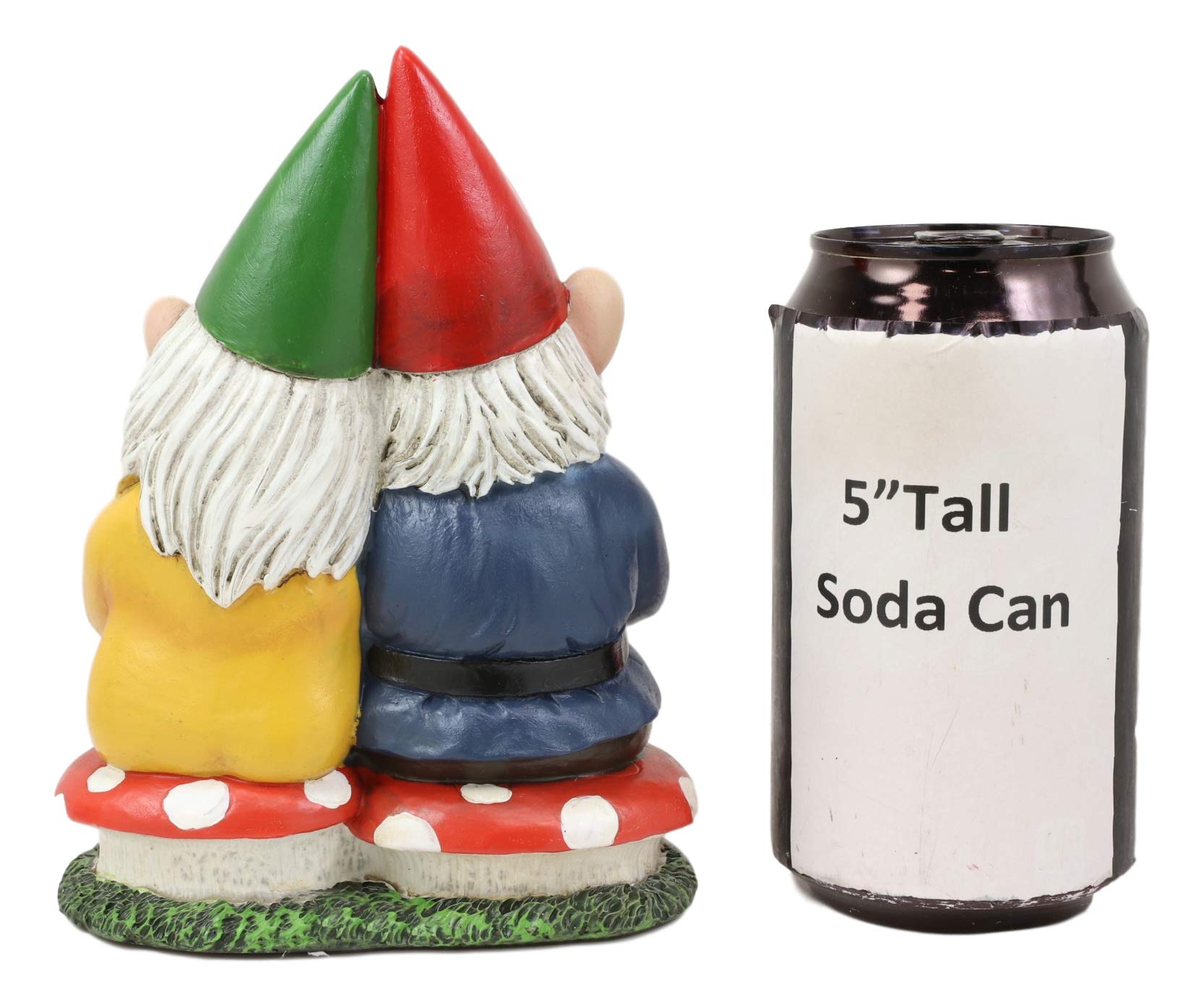 Ebros Whimsical Mr and Mrs Gnome Hobbit Couple Sitting On Toadstool Mushrooms Statue 6.25" Tall 'Forever Love Struck' Gnomes Home Decor Sculpture Figurine