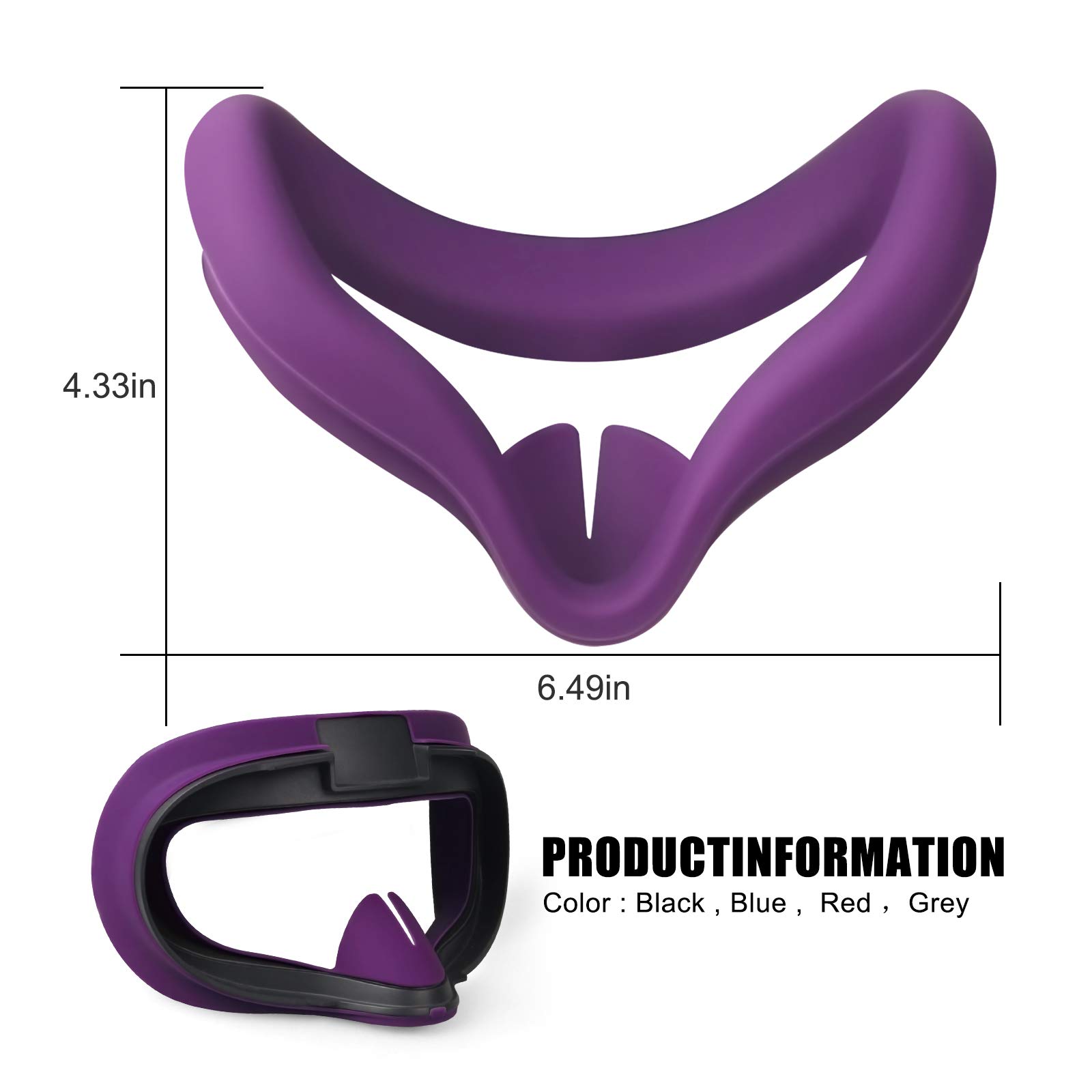 Eyglo VR Face Silicone Cover Mask for Oculus Quest 2 Headset Face Pad Cushion Sweatproof Anti-Fog Oculus Quest 2 Accessories (Purple)