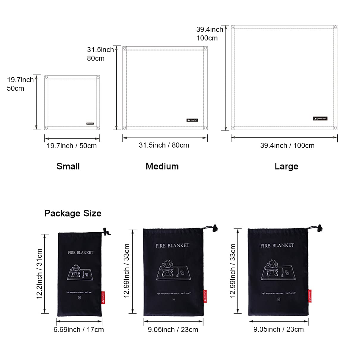 Fireproof Fire Pit Mat for Tent Stove, Portable Fire Blanket Temperature Resistant Flame Retardant Floor Grill Mat for Deck Patio Lawn Outdoor Camping BBQ Protection (Small: 19.7''L*19.7''W)