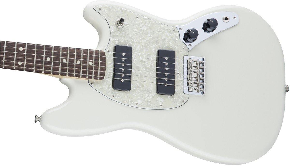 Fender 6 String Mustang 90, Rosewood Fingerboard, Olympic White, (144040505)