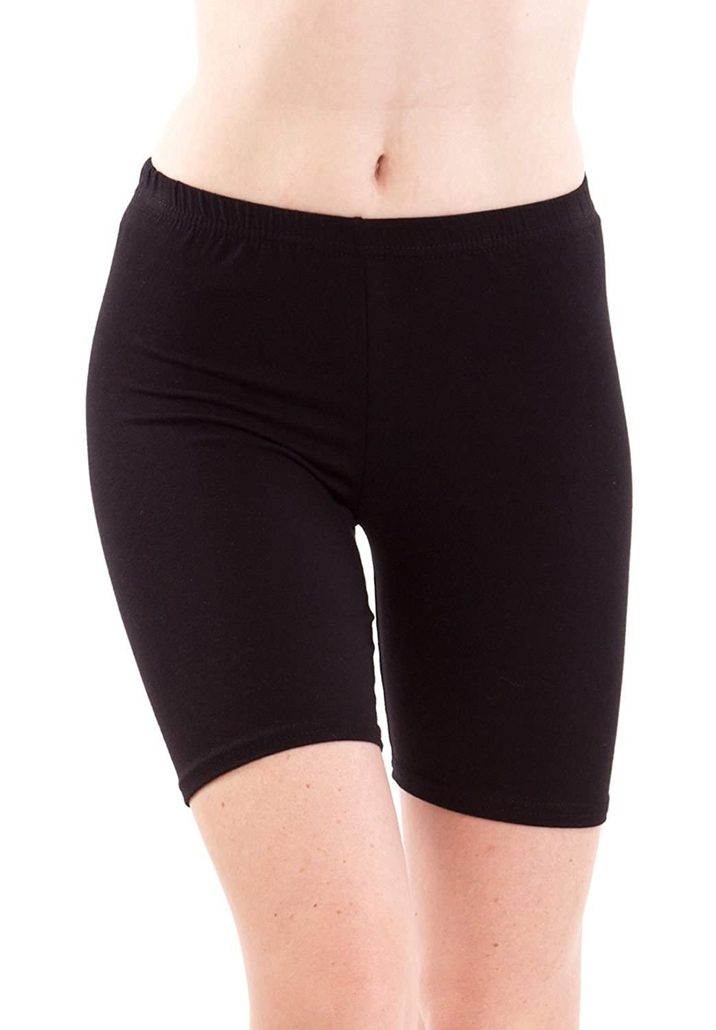 Emprella Slip Shorts 3-Pack Black Bike Shorts Cotton Spandex Stretch Boyshorts For Yoga,Black,Large