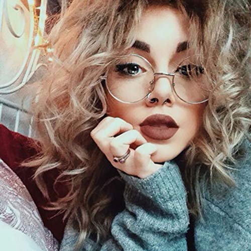 EYLRIM Small Round Clear Lens Glasses for Women Men Circle Metal Frame Eyeglasses(B1 Gold)