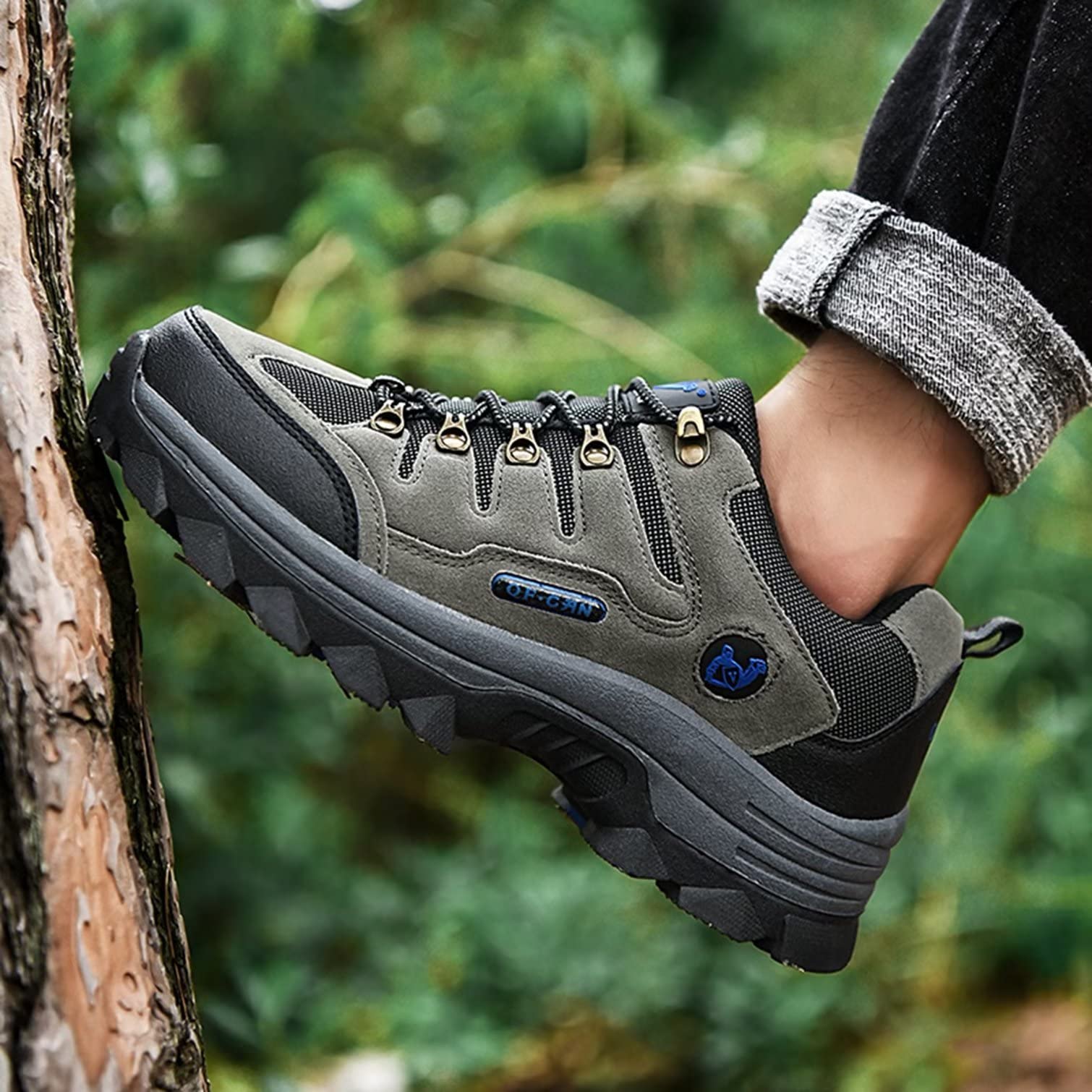 HARMOX Women's Men's Hiking Boot Non Slip Hiking Shoes Women Waterproof Lightweight Comfortable Black
