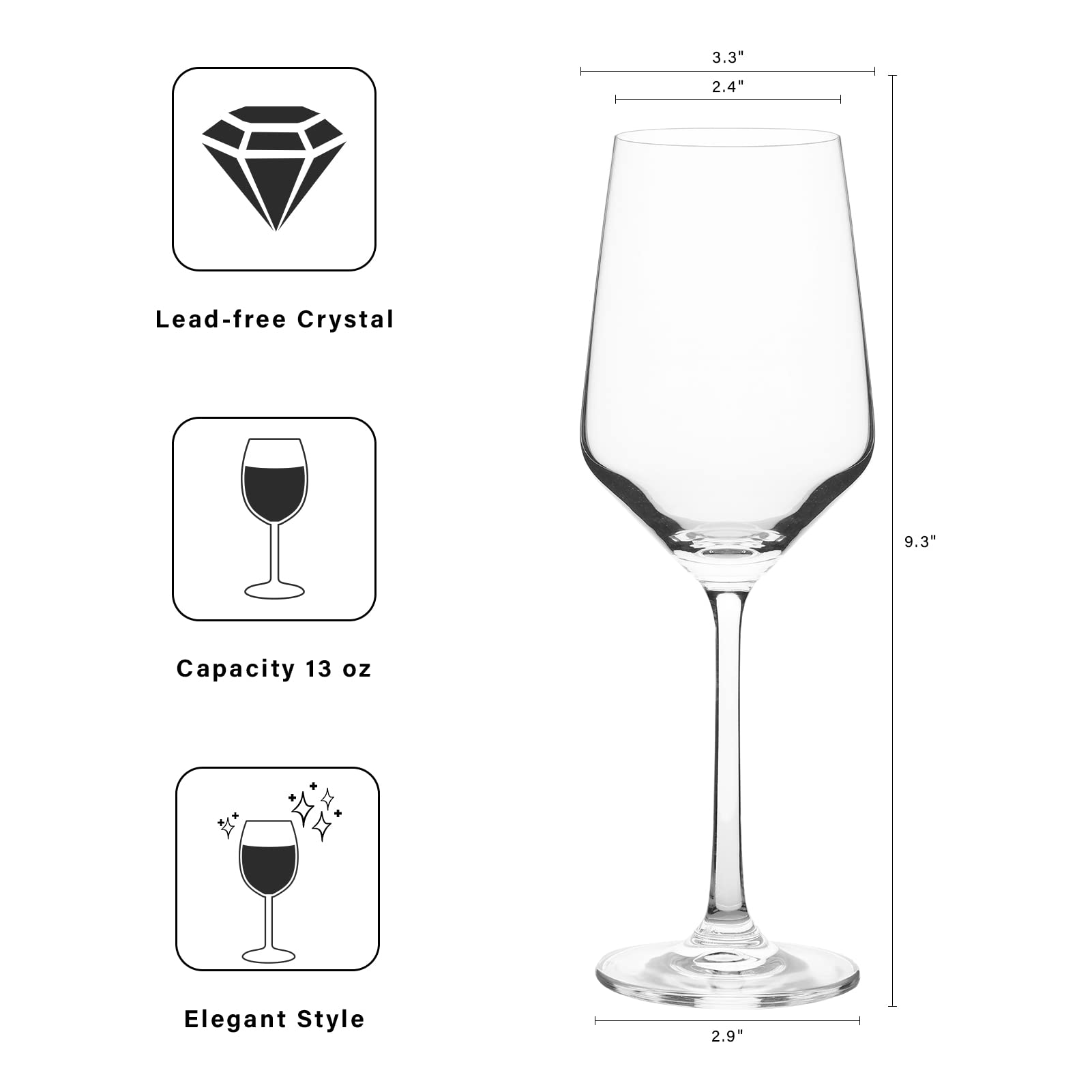 GIFORYA Red Wine Glasses (Set of 2)- Long Stem Wine Glasses, 13 Ounce Crystal Wine Glasses Set with Gift box, Modern Unique Large White Wine Glasses - Anniversary, Christmas