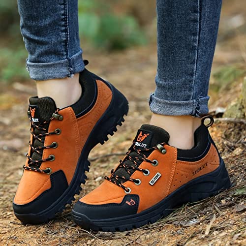 HARMOX Women's Men's Hiking Boot Slip Resistant Hiking Boots Men Waterproof Insulated Orange