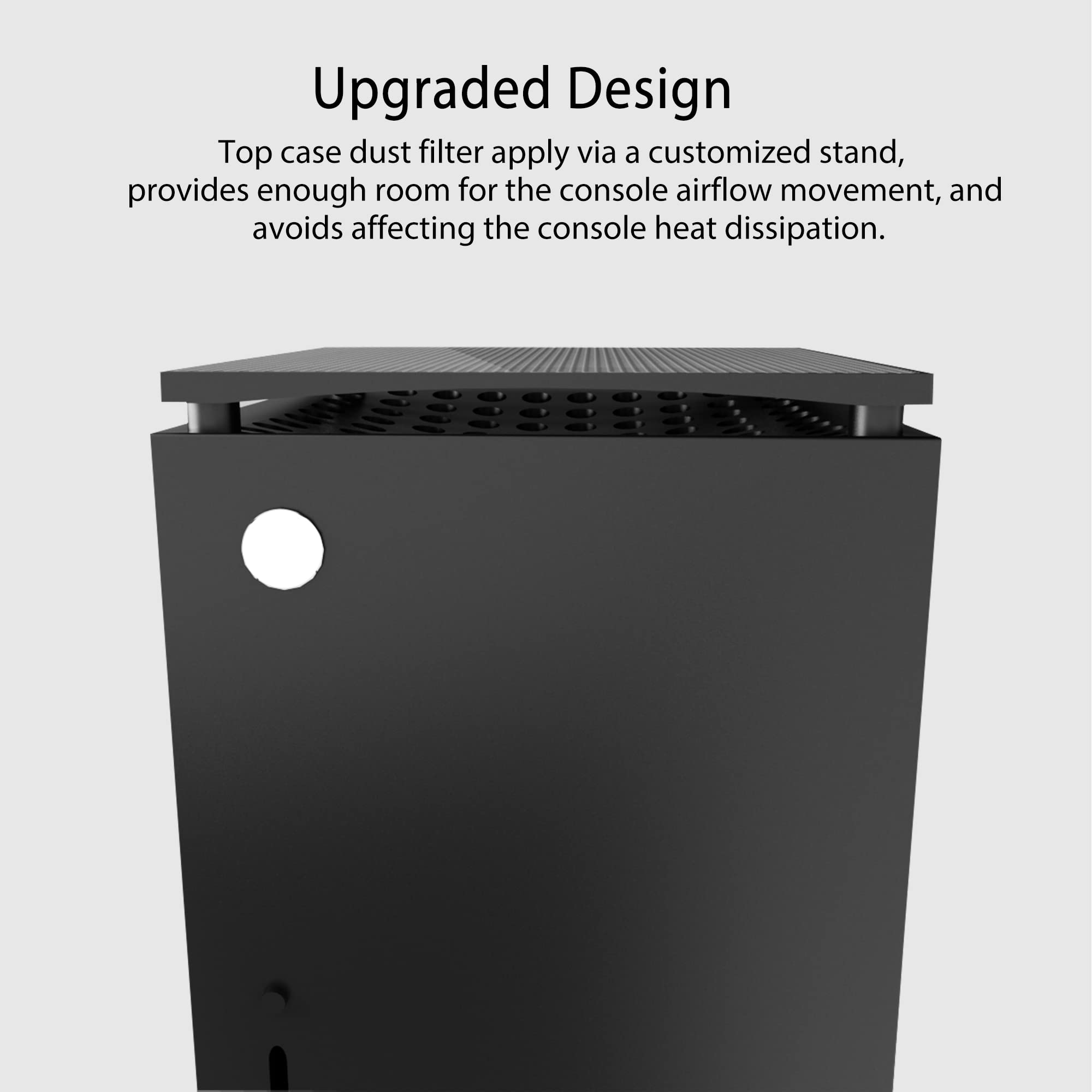 Dust Filter Cover for Xbox series X DOBEWINGDELOU ABS plastic bracket and 4 PVC Meshes Set Dustproof Filter Cover Black