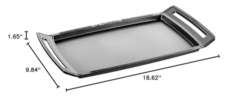 Staub Cast Iron 18.5 x 9.8-inch Plancha/Double Burner Griddle, Made in France, Graphite