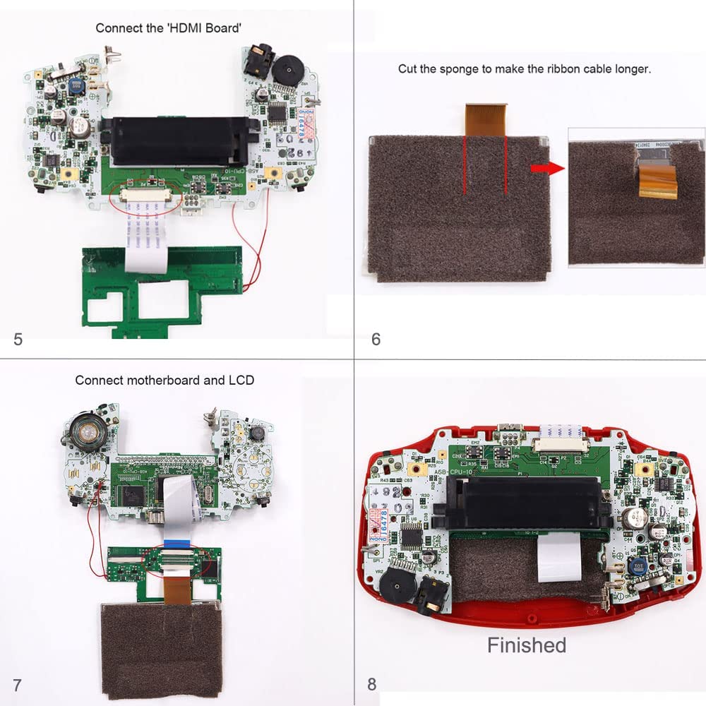 HISPEEDIDO GBA 32Pin Transfer to HDMI Adapter Cable DIY Spares PCB Kits Updated Replacements Play Games on TV Compatible with Game Boy Adavance