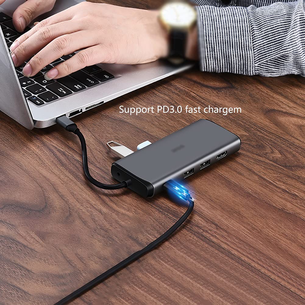 Hub Dock Adapter USB C Hub 10-in-1 with HDMI, VGA, 2 USB 3.0 Ports, 2 Keyboard/Mouse Ports, PD 3.0 Ports, Ethernet and SD/TF Cards Reader Computer Accessories