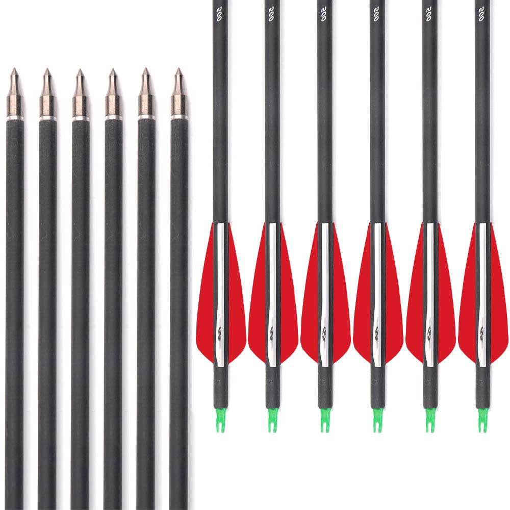 EROCK 32inch Carbon Archery Arrows, Spine 500 with Removable Tips, Hunting and Target Practice Arrows for Compound Bow and Recurve Bow, Pack of 12