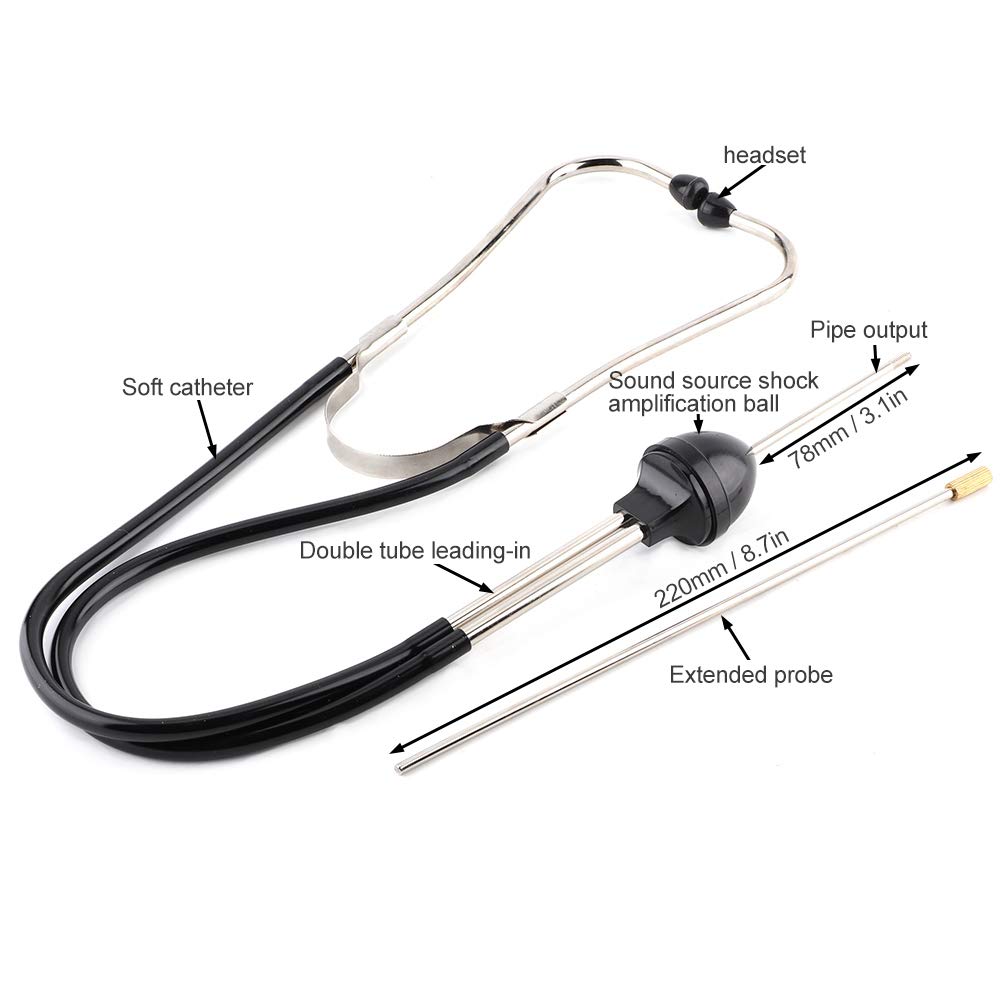 Engine Tester, Auto Stainless Steel Mechanics Cylinder Stethoscope Car Engine Diagnostic Tool Hearing Tool