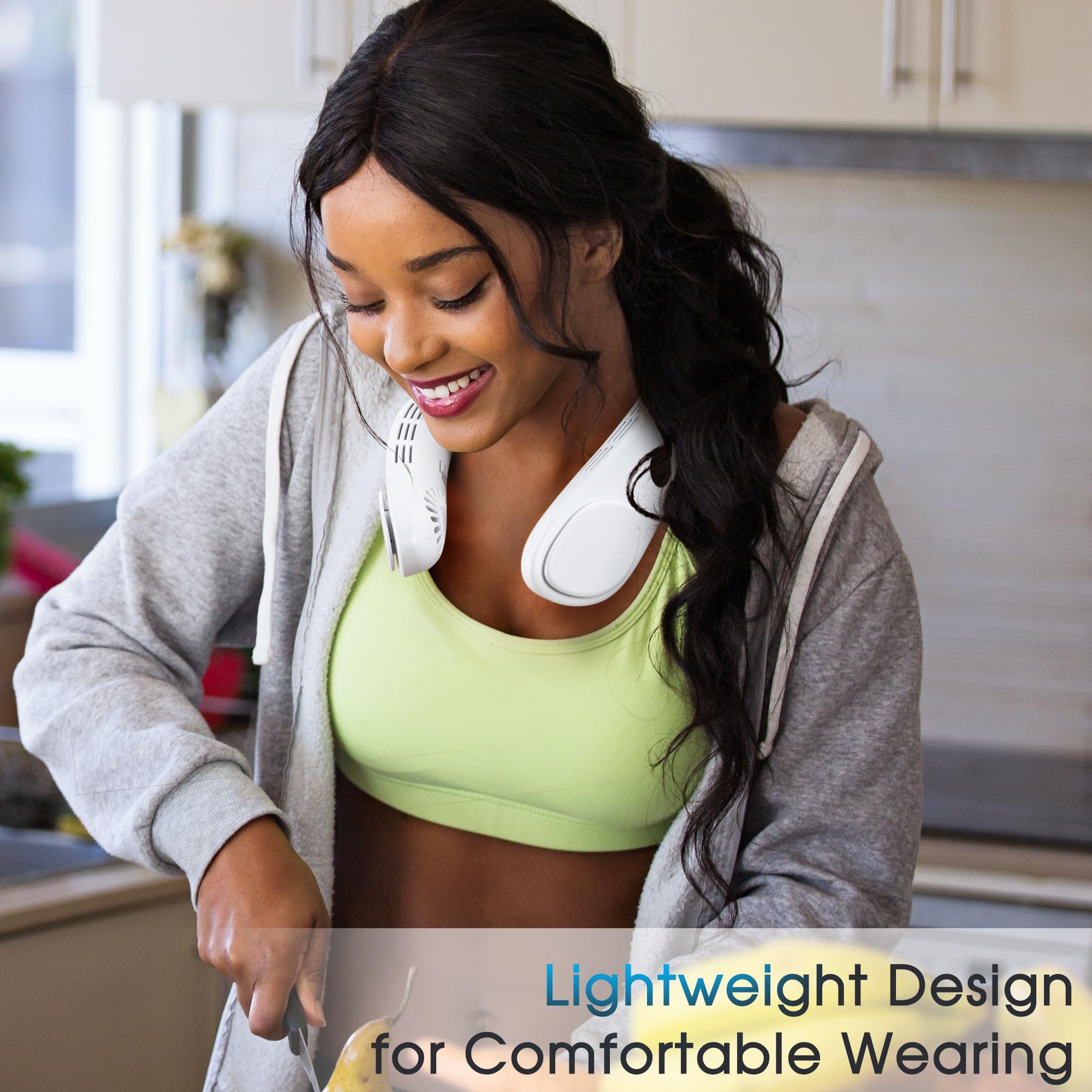 Jawhock Neck Fan with Cooling Plate|Neck Air Conditioner|4400mAh Rechargeable Battery Operated|Hands Free Fan for Kitchen Fitness Travel Camping Working|Fashinable Gifts