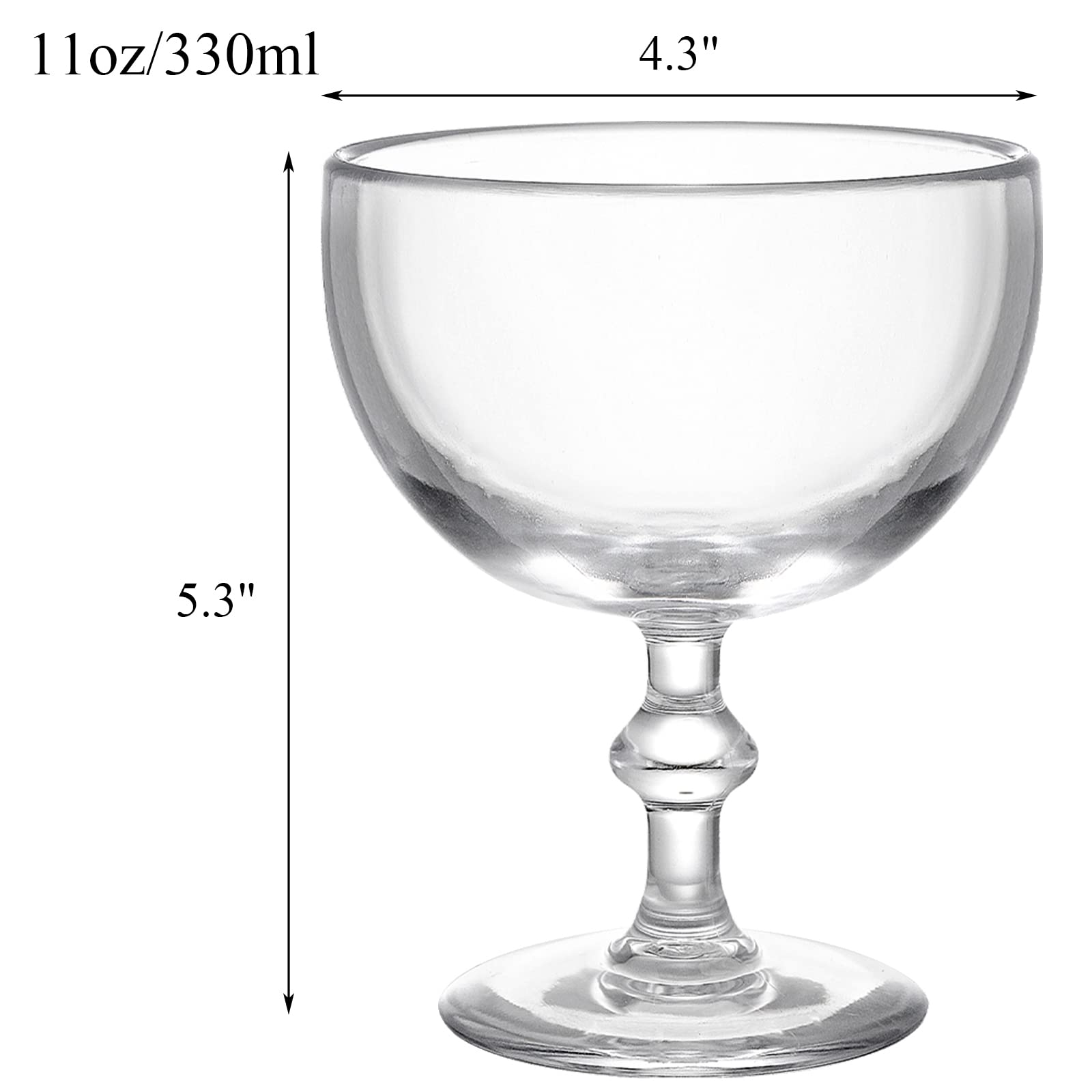 Hiceeden 6 Pack Reusable Acrylic Dessert Cups, 11 Oz Unbreakable Clear Taster Ice Cream Cups, Footed Trifle Bowl for Party Snack, Sundae, Smoothie, Pudding, Cocktail, Fruit, Cereal
