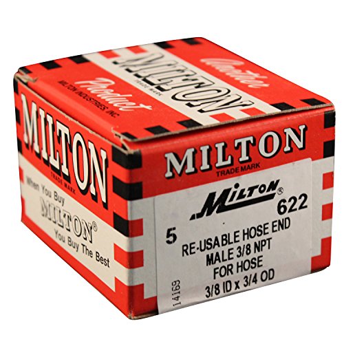 Milton 622 3/8" MNPT Reusable Hose End Fittings - Box of 5,Gold