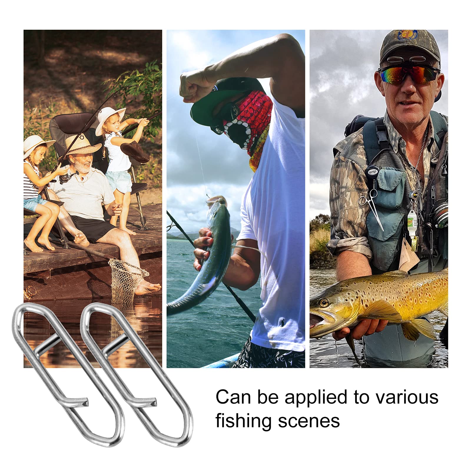 EOMTUR Tactical Anglers Power Clips Quick Fishing Snaps and Clips Stainless Steel Decoy Longline Clips Easy Change Lure Snap, 50 Pcs, 3 Sizes (Medium)