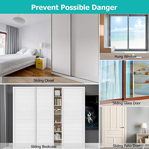 Fangze Sliding Glass Door Child Lock - 6 Pack Baby Safety Slide Window Locks for Kids Proof Patio Closet Doors No Drilling Tools Needed