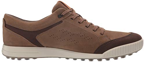 ECCO Men's Street Retro Hydromax Golf Shoe, Birch/Coffee Camel Nubuck, 12-12.5