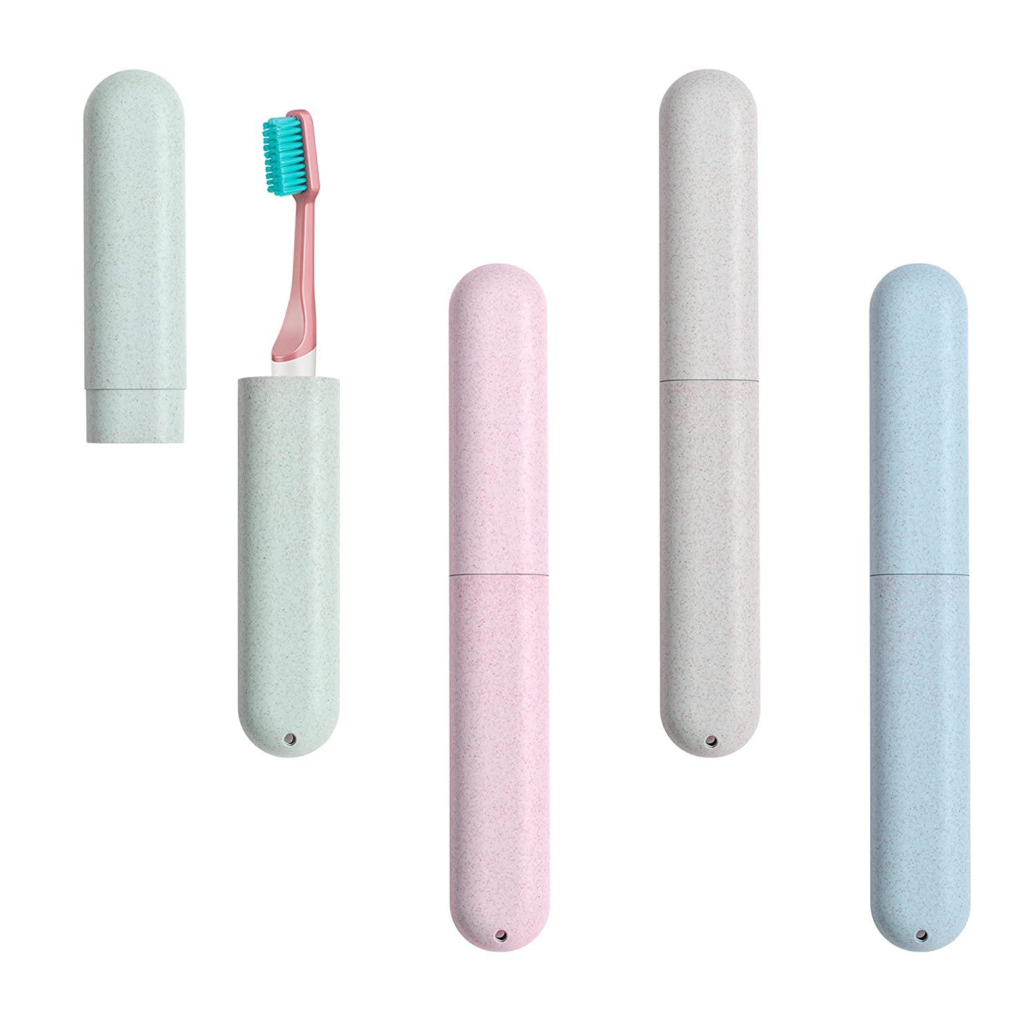 LOVEWEE 4 Pack Travel Toothbrush Case Plastic Portable Toothbrush Holder for Travel, Business, Home, Camping, School