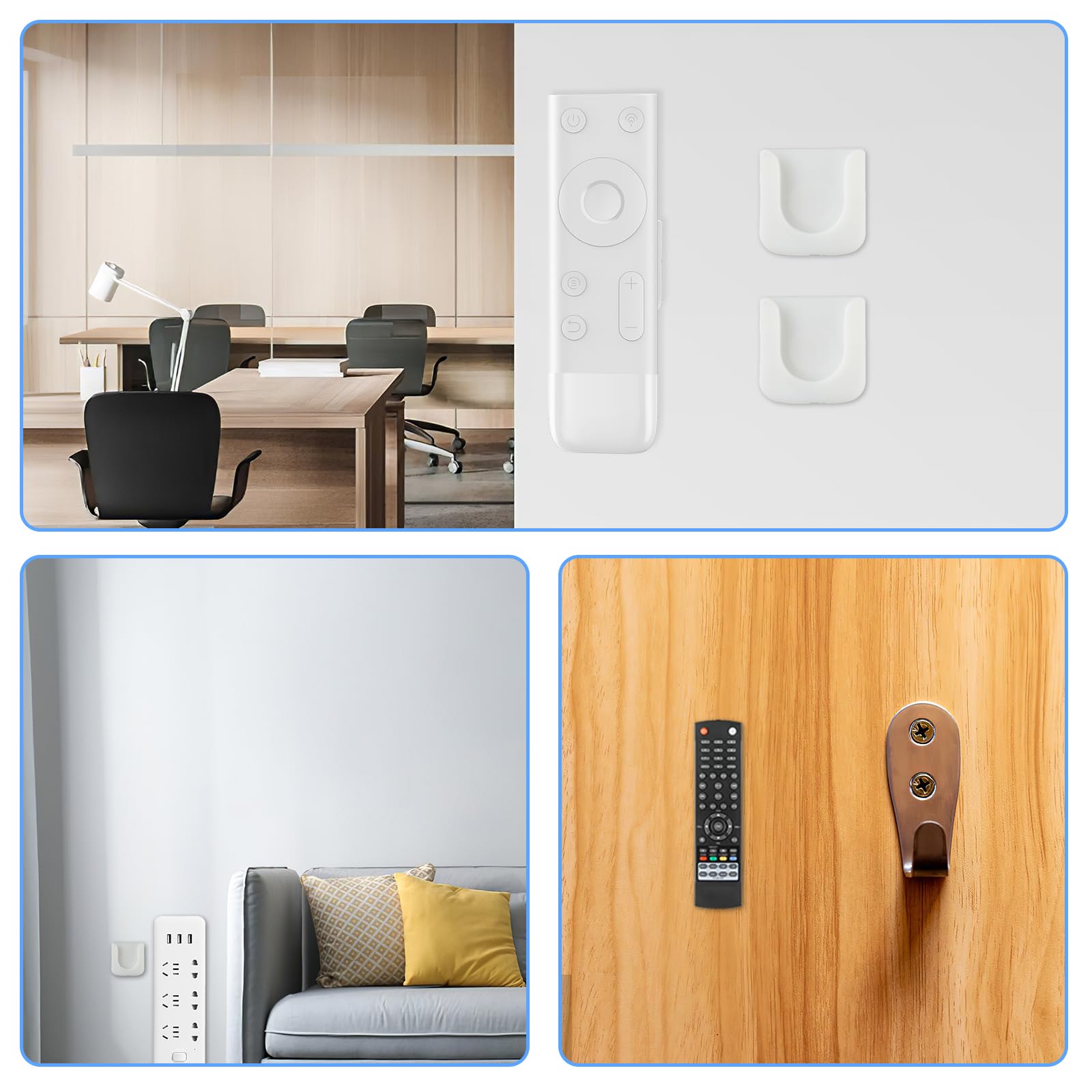 Grevosea 6 Pack Magnetic Remote Control Holder, Self Adhesive Remote Holder Wall Mount Remote Control Rack for Back of Tv Fan and Air Conditioner Remote Controls (White)