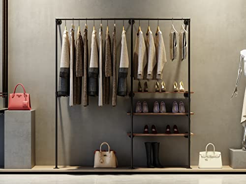 ONOTETUT Industrial Pipe Clothing Rack - Heavy Duty Wall Mounted Garment Organizer for Bedroom & Wardrobe Storage - Sturdy Hanging Rods, Multi-Purpose Design