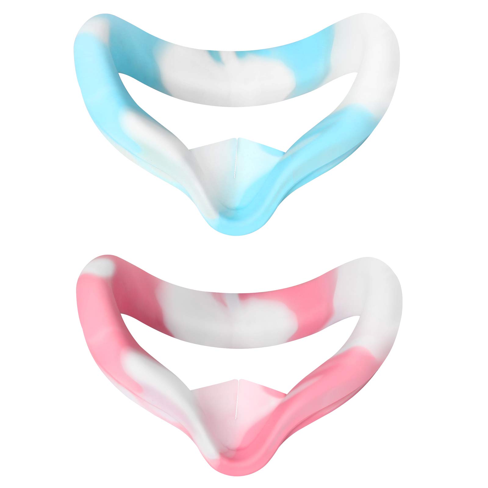 Esimen Silicone Mask Cover for Oculus Quest 2 Face Cushion Cover Sweatproof (Bluemixed+Pinkmixed)
