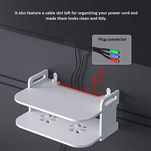 EMVANV Floating TV Box Shelf, Wall Mount Punching-Free DVD Player Router Box Router Game Consoles Storage Shelf Bracket for Home Office