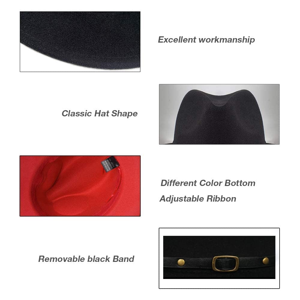 Fedora Hats for Women & Men Classic Wide Brim Fedora Hat Two Tone Hat Panama Cap Casual Hats with Belt Buckle