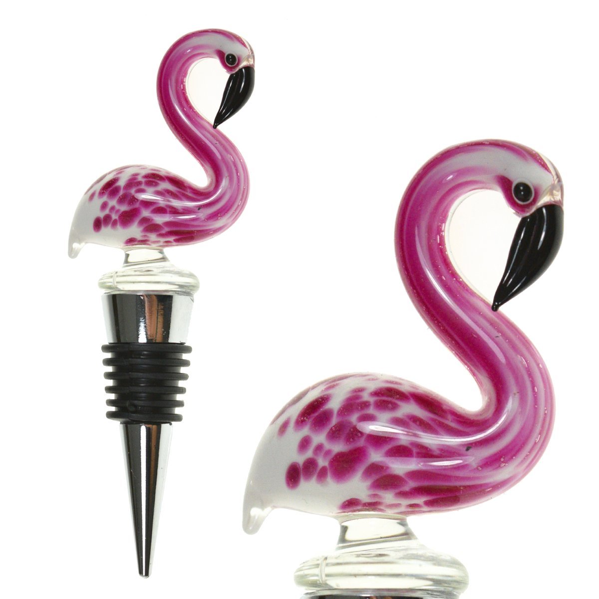 Glass Flamingo Wine Bottle Stopper - Decorative, Colorful, Unique, Handmade, Eye-Catching Glass Wine Stoppers - Flamingo Gifts, Wine Accessories Gift for Host/Hostess - Wine Corker/Sealer