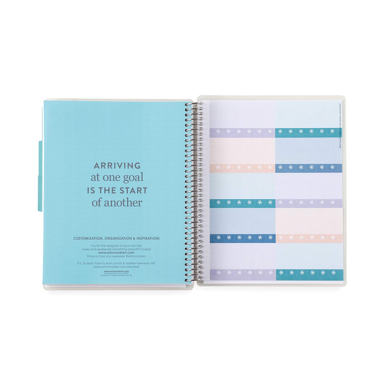 Erin Condren 7" X 9" Spiral Bound College Ruled Notebook - Watercolor Splash. 3 Subject Tabbed. 160 Lined Page Note Taking & Writing Notebook. 80Lb Thick Mohawk Paper. Stickers Included