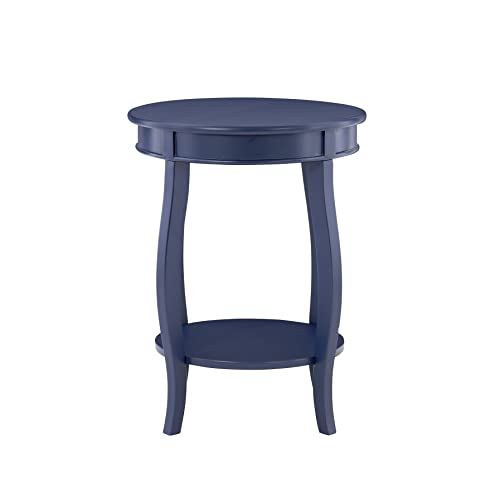 Powell Navy Blue Shapely Legs and Shelf Phipps Round Side Table