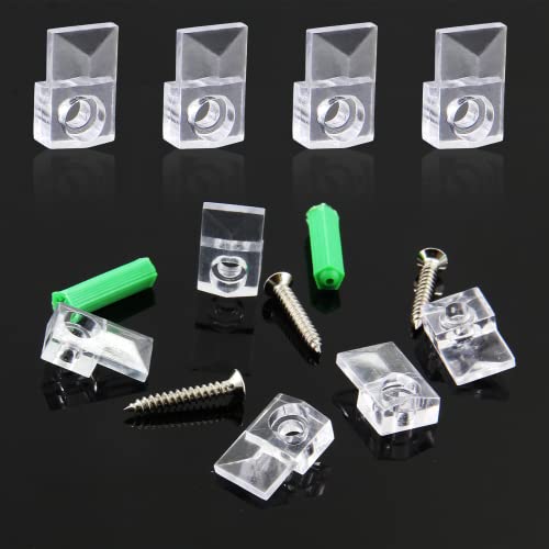Qjaiune 20 Pack Mirror Holder Clips for Walls, Clear Retainer Clips Cabinet Glass Holder Clip, Wall Mirror Mount Kit Frameless Mirror Hanging Hardware for Vanity Mirror Window Screen (Classic Style)